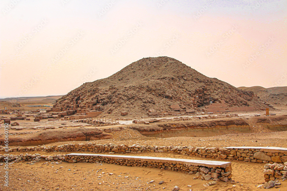 Ancient ruins near the Joseph Pyramid, the first pyramid erected in the ...
