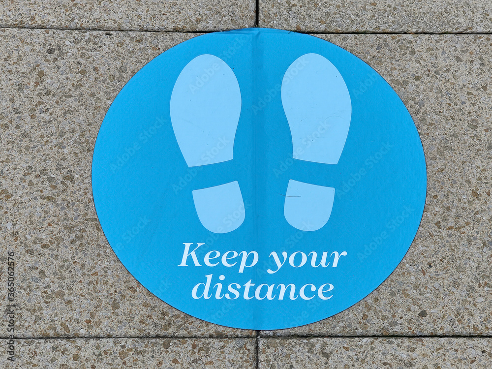 Keep your distance stand here sign Stock Photo | Adobe Stock