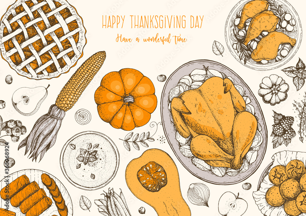 Thanksgiving Dinner Drawing