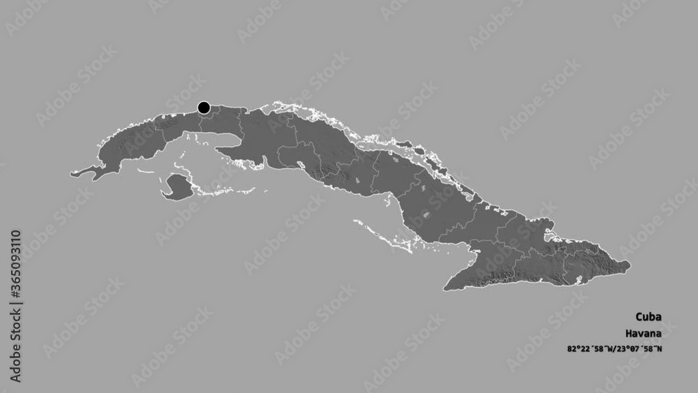 Pinar del Río, province of Cuba, with its capital, localized, outlined ...