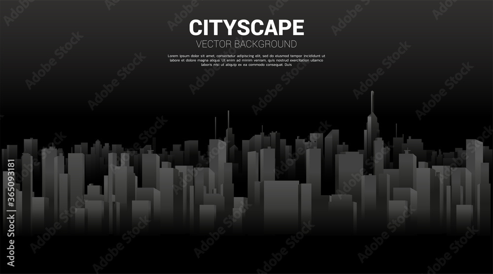 Panorama city Building background with light and shadow. Background for ...