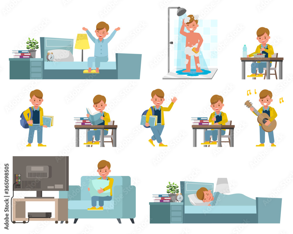 Set of children character vector design. Presentation in various action ...