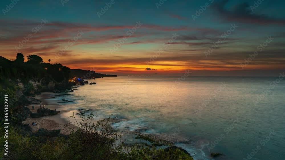 Bali seascape with huge waves at beautiful hidden white sand beach ...