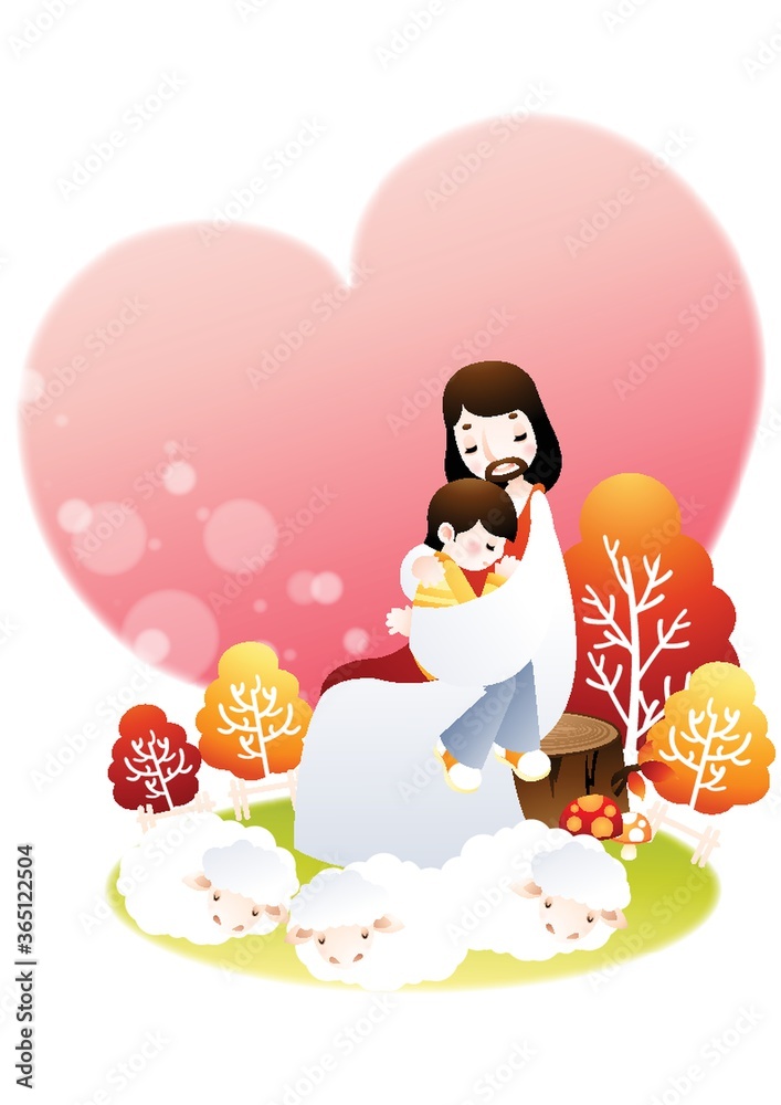 jesus comforting a sad boy Stock Vector | Adobe Stock