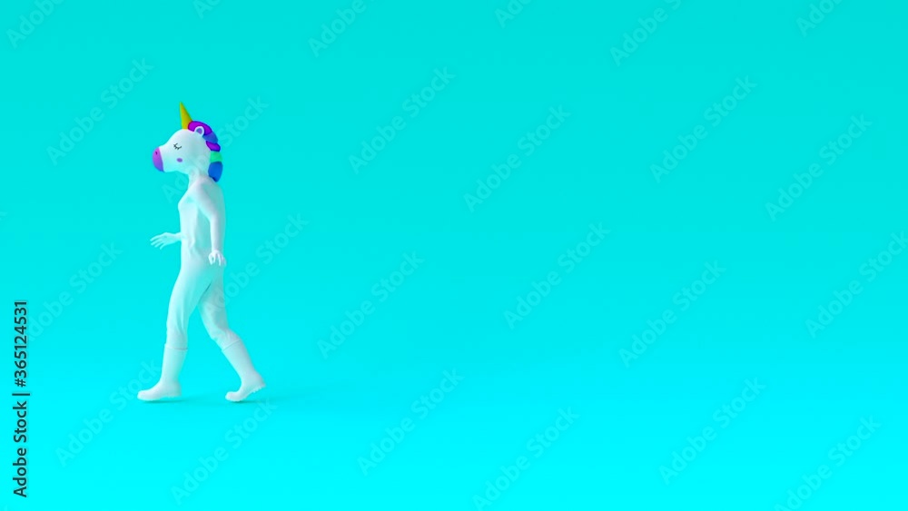 Unicorn walk . Catwalk Walking. Loop animation with Alpha Mask 4k ...