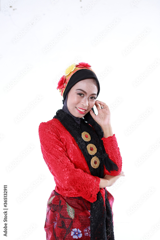Beautiful smiling Asian girl wearing a set of modern traditional ...