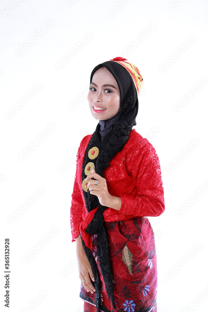 Beautiful smiling Asian girl wearing a set of modern traditional ...