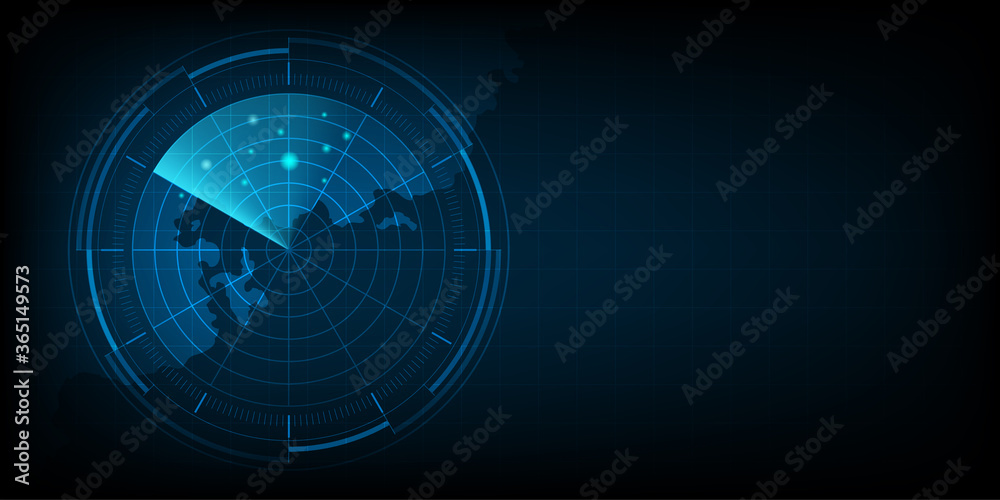 Abstract radar with targets, Digital realistic radar screen, Technology ...