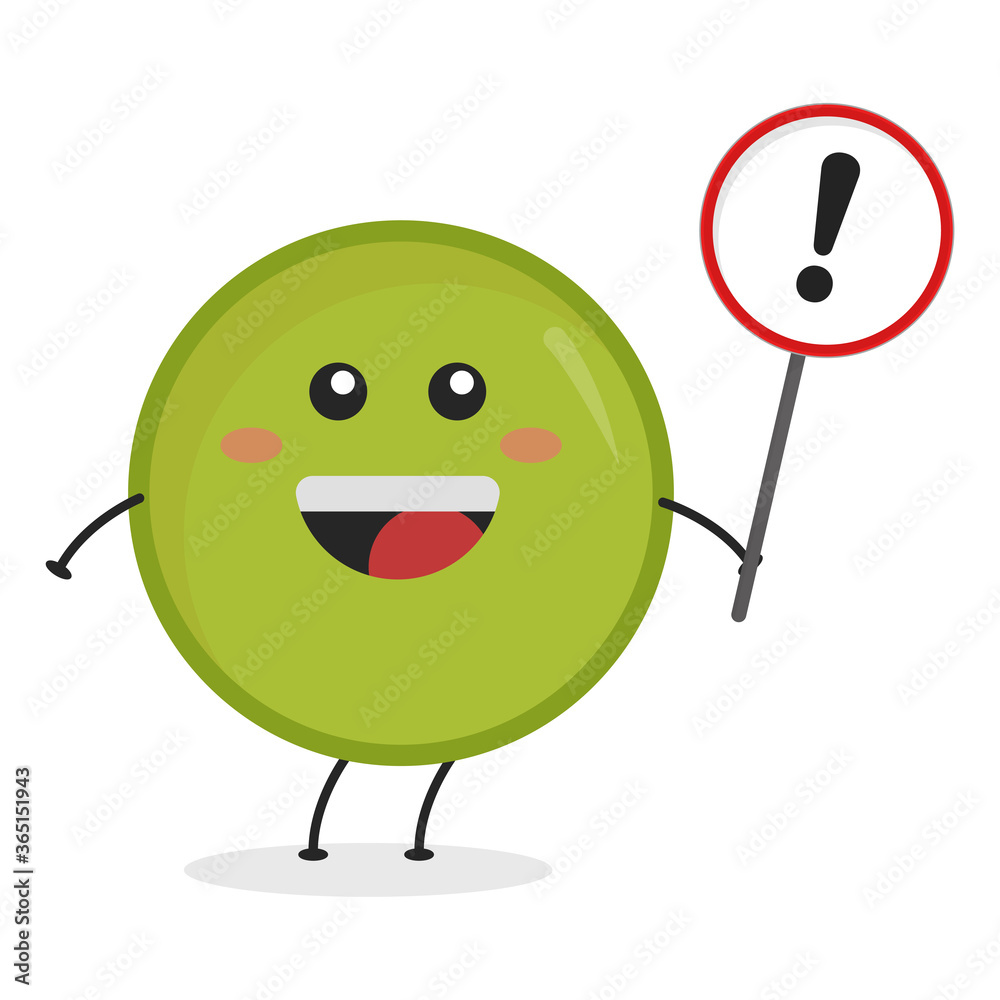 Cute flat cartoon green peas holding a sign illustration. Vector ...