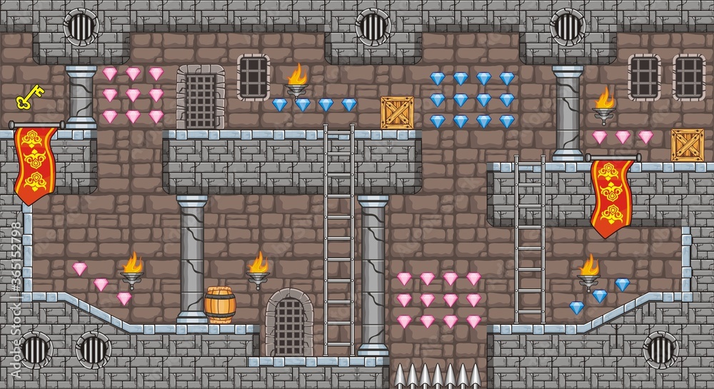 Tileset Platform for creating Game - A set of layered vector game asset ...