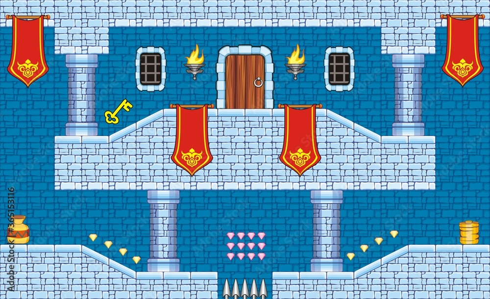 Tileset Platform for creating Game - A set of layered vector game asset ...