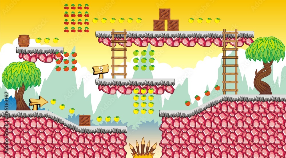 Tileset Platform for creating Game - A set of layered vector game asset ...