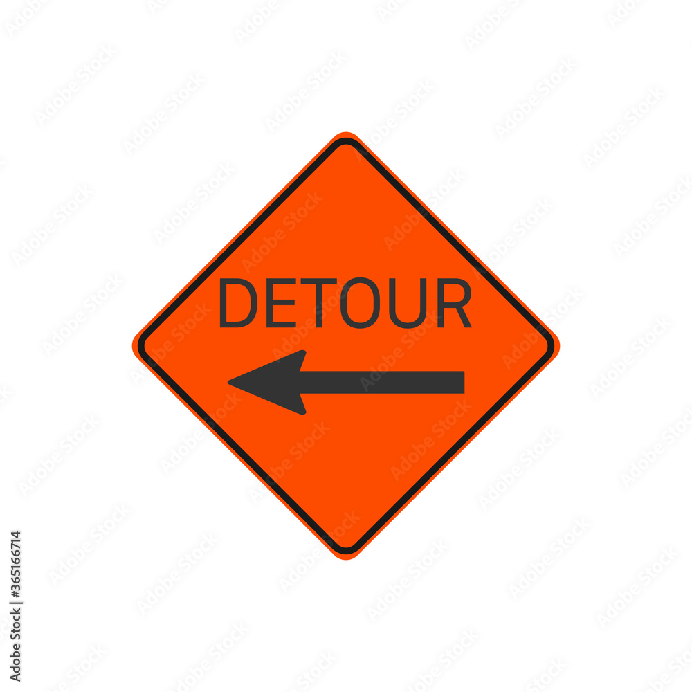 Detour Left Sign Vector. Road Sign Symbol Modern, Simple, Vector, Icon ...