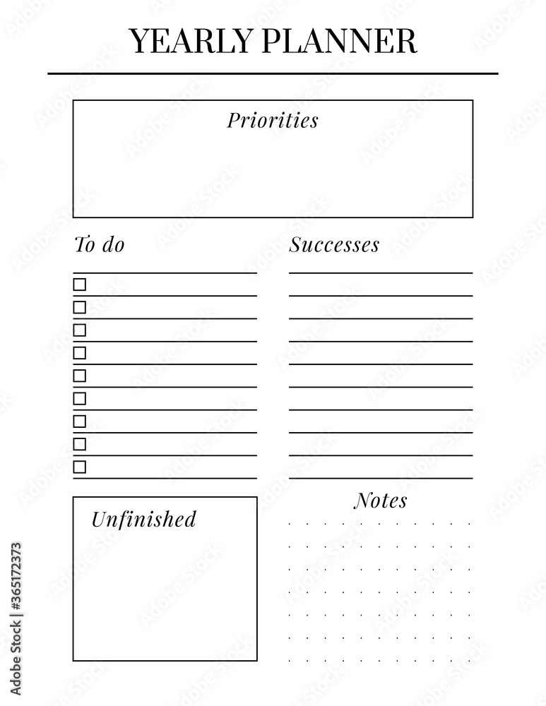 Planner sheet vector. Printable vertical notebook page Stock Vector ...