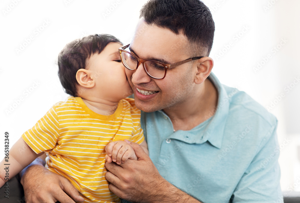 family, child and motherhood concept - happy father with little baby ...