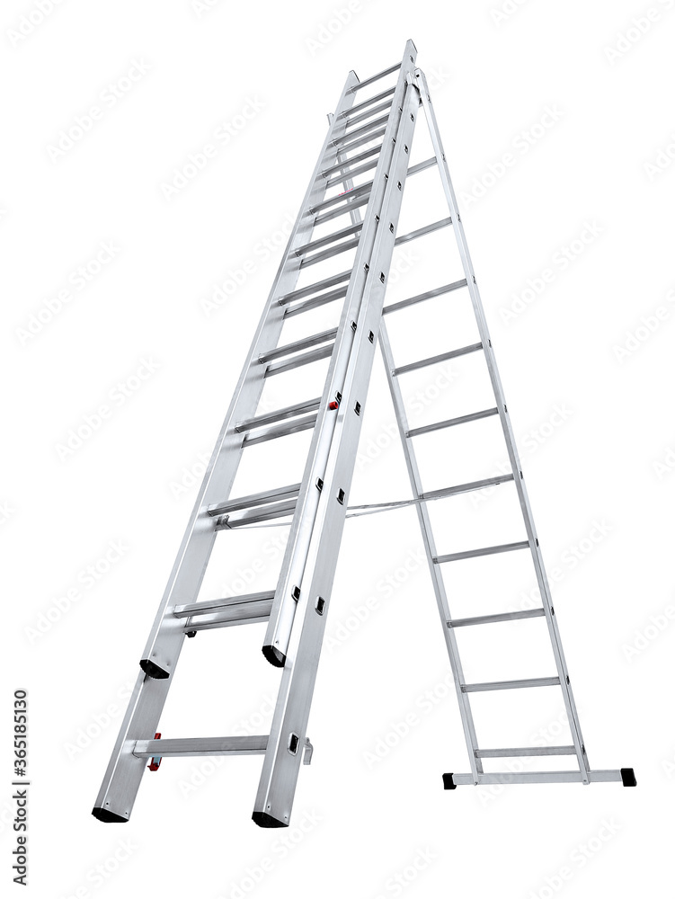 Portable ladder in a studio setting, isolated on white Stock Photo ...