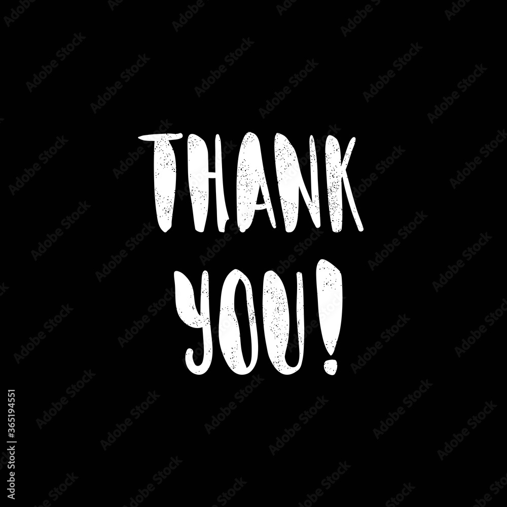 Thank you! Black and white lettering. Decorative letter. Hand drawn ...