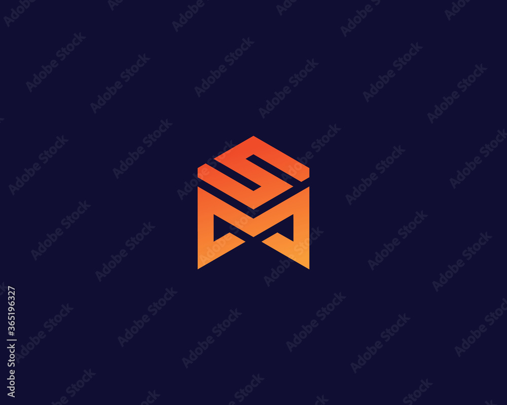 Letter S M logo design. creative minimal monochrome monogram symbol ...