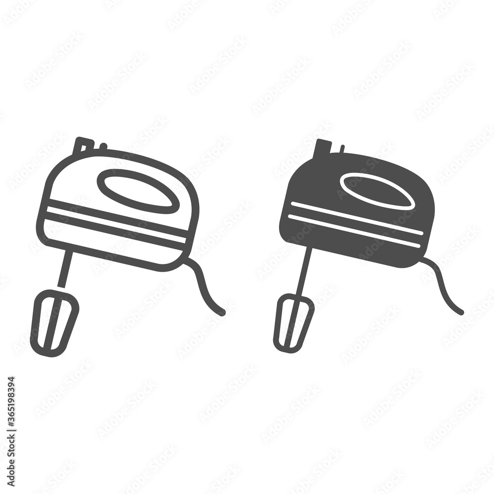 Mixer line and solid icon, ccc concept, kitchen mixer sign on white ...