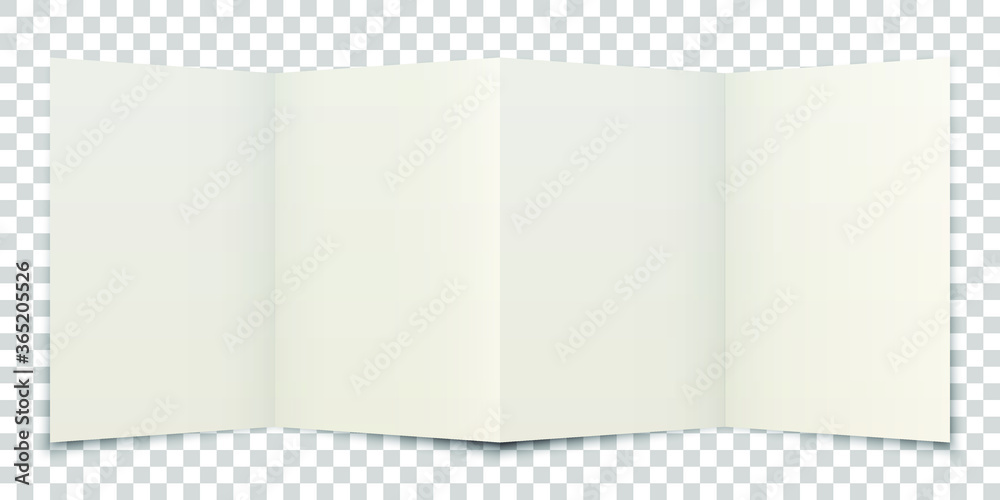 Blank brochure folded template. Realistic vector mockup with shadows on ...