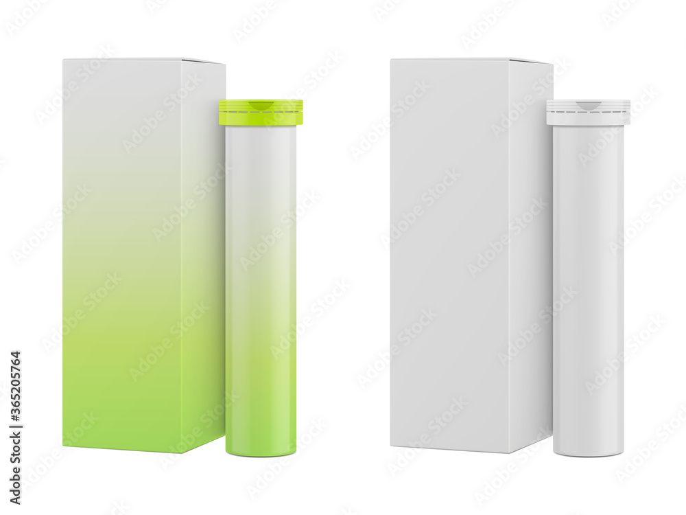 Vector realistic mockup of blank rectangular paper box and packaging ...