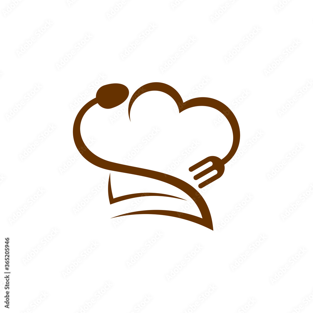 Chef Hat with Spoon and Fork Logo Design Template Vector, Icon Symbol ...