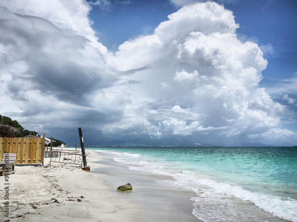 Tropical Caribbean Beach in Jamaica with Turquoise Sea, Calm Waves ...