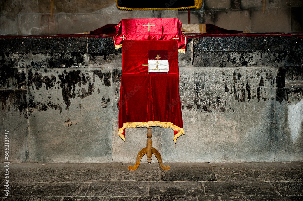 HAGHPAT ARMENIA - JULY 17, 2014: Interior of the Haghpatavank (Haghpat ...