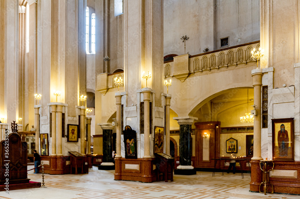 TBILISI, GEORGIA - JULY 18, 2014: Interior of the Holy Trinity ...