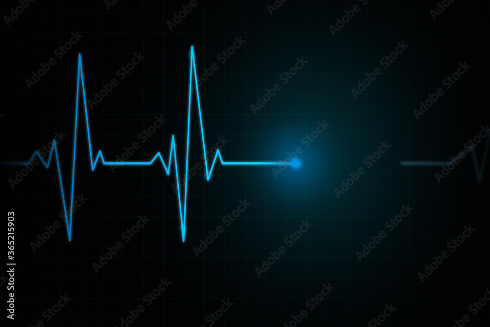 Heartbeat line cardiogram or ECG on blue abstract background. EKG ...