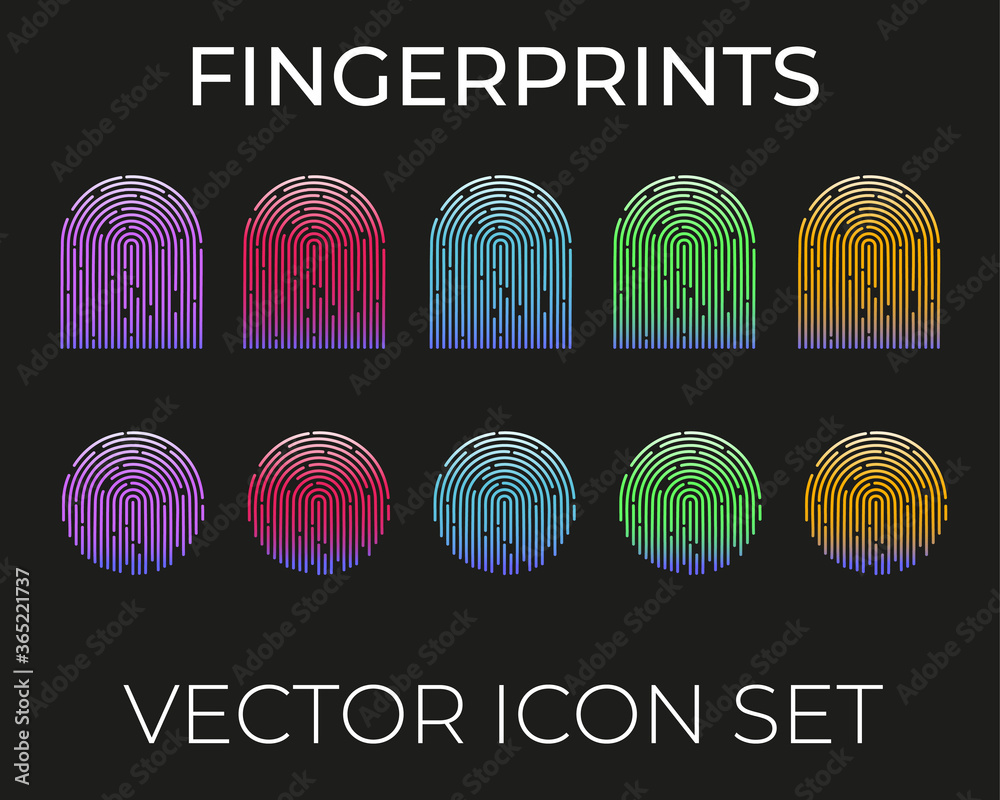 Fingerprint vector icons. Illustration of the fingerprint of different ...