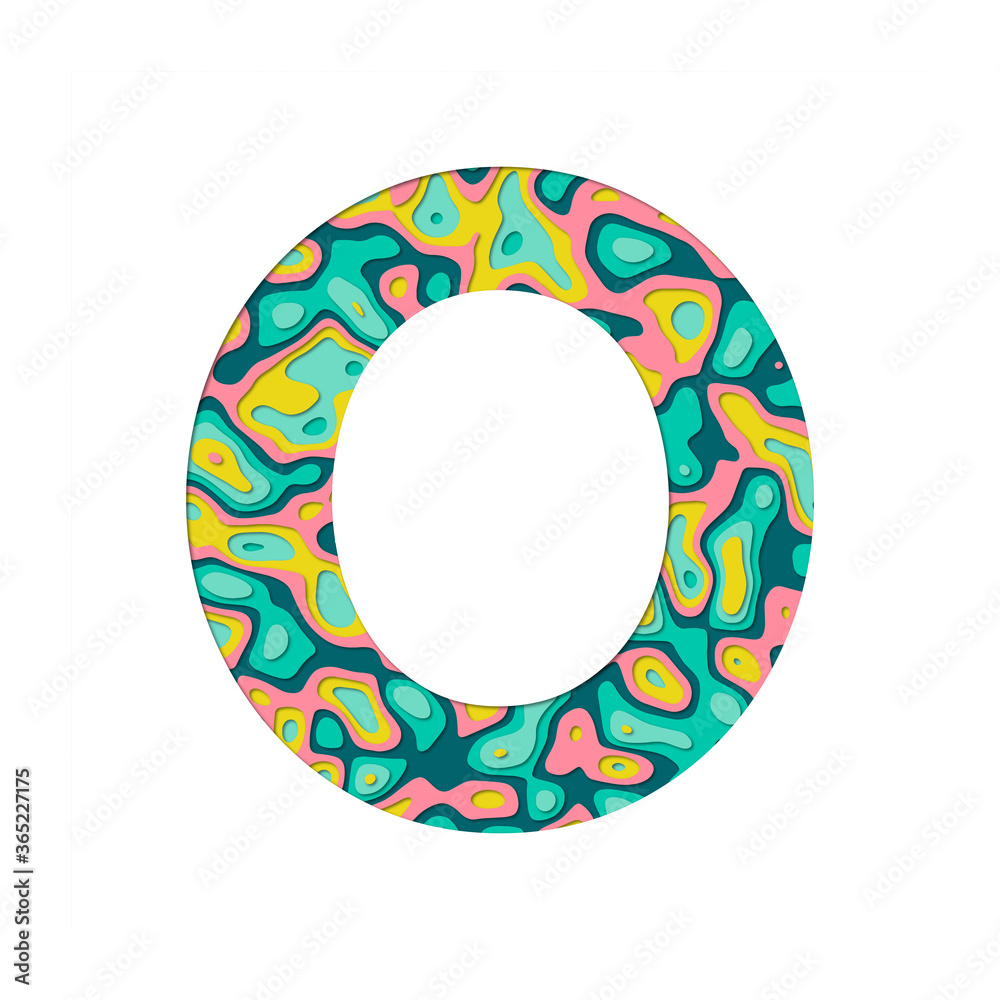 Paper cut out letter O. Multilayer paper efferct isolated on white ...