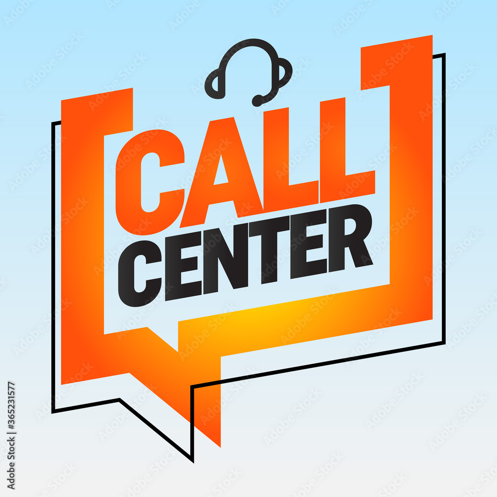 Call Center Speech Bubble with icon. Social Media, Sticker, Post Design ...