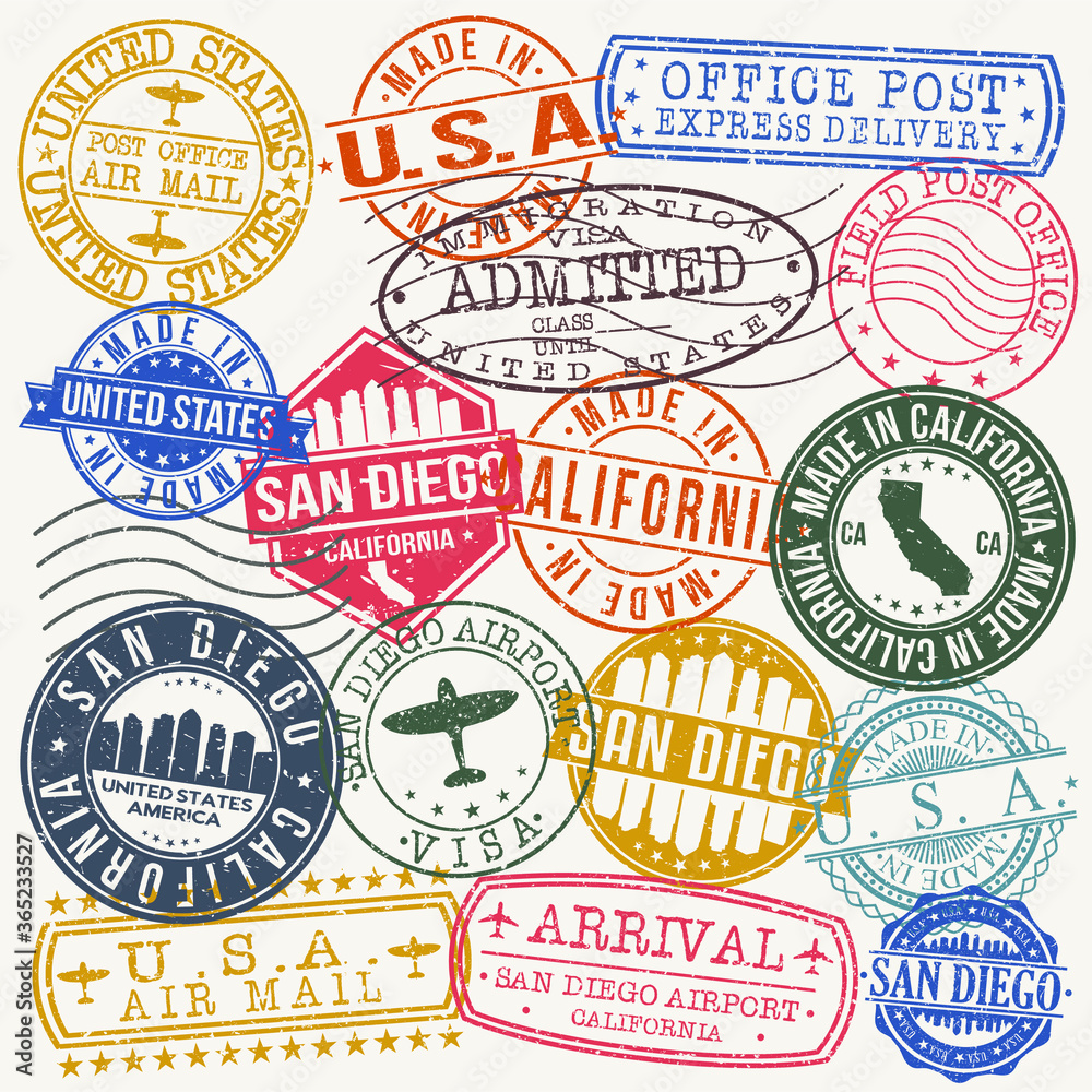 Vetor de San Diego California Stamp Vector Art Postal Passport Travel ...