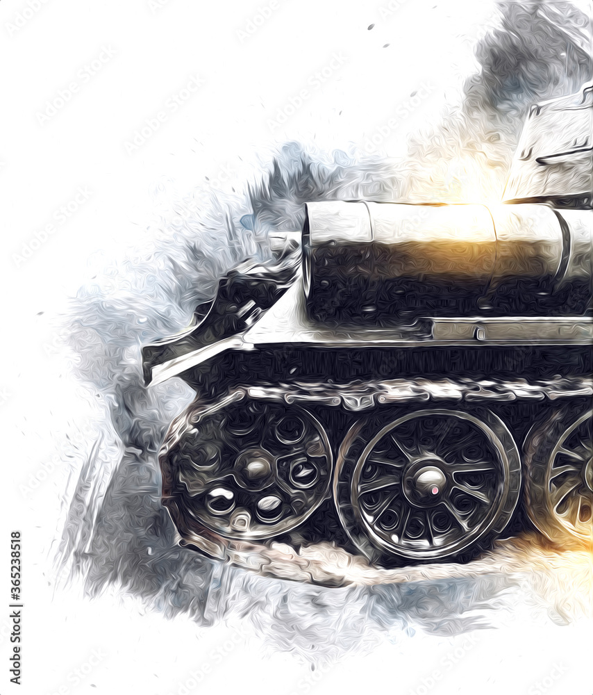 vintage the tank isolated drawing sketch art illustration Stock ...