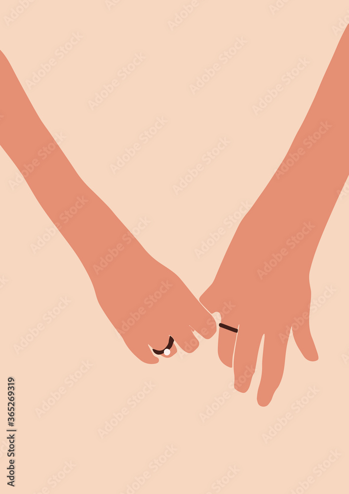 Engagement wedding couple woman and man hands with rings card isolated ...