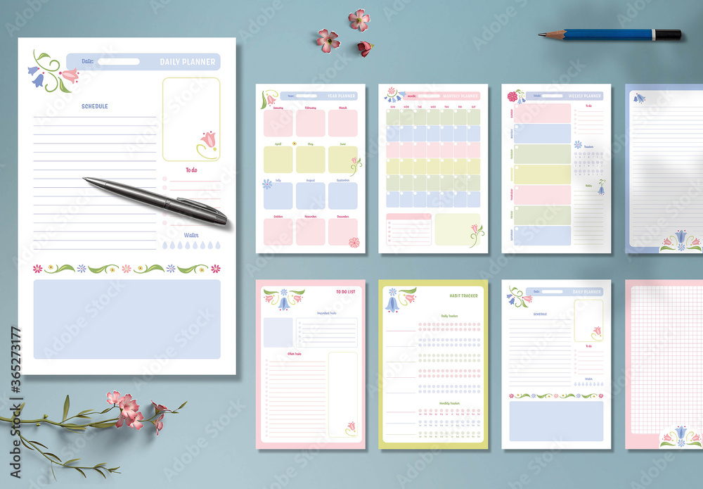 Cute Planner Layout Stock Template | Adobe Stock