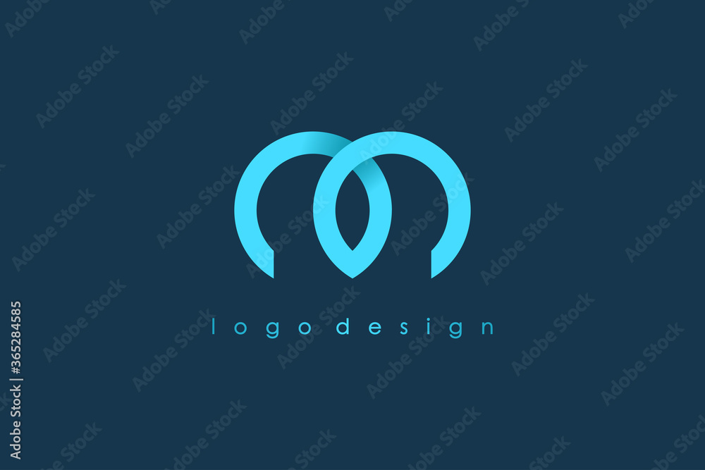 Abstract Initial Letter M Logo. Blue Circular Rounded Line Infinity ...
