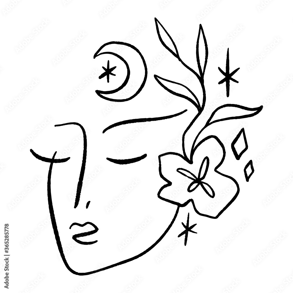 Line art woman. Self love and care concept. Continuous line drawing ...