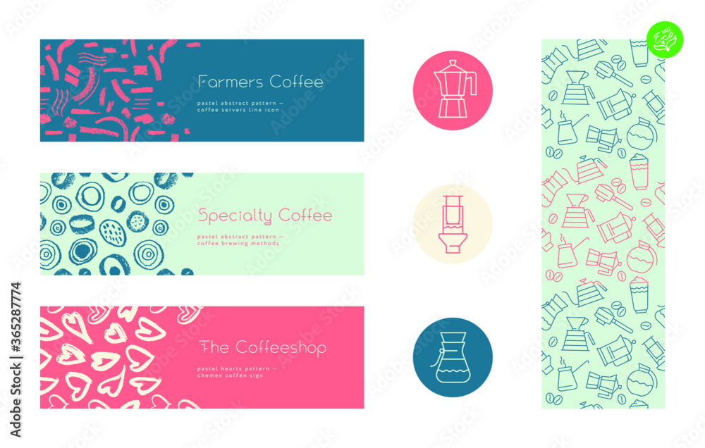 Coffee shop sign. Specialty coffee concept with vector linear icons ...