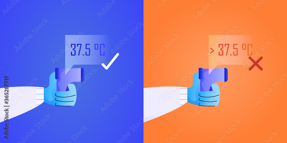 Body temperature screening test using infrared thermometer. Stock ...