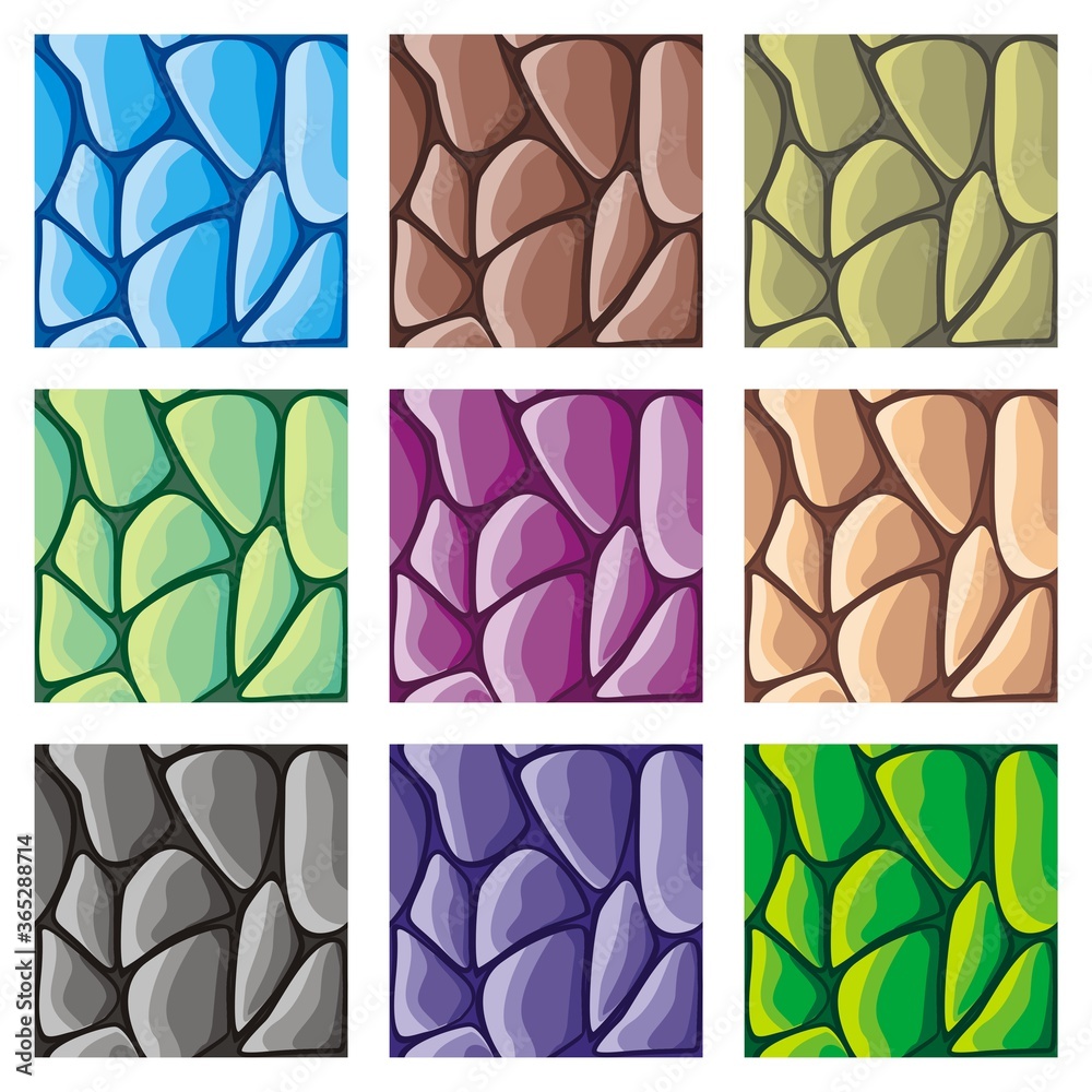 set of seamless pattern vector illustration of stone texture, in ...