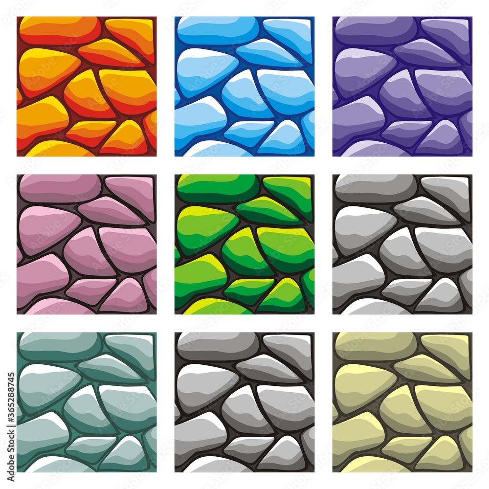 set of seamless pattern vector illustration of stone texture, in ...