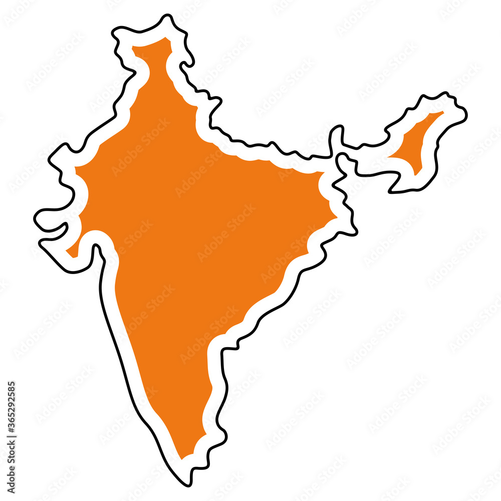 Orange map icon of India - Vector illustration Stock Vector | Adobe Stock