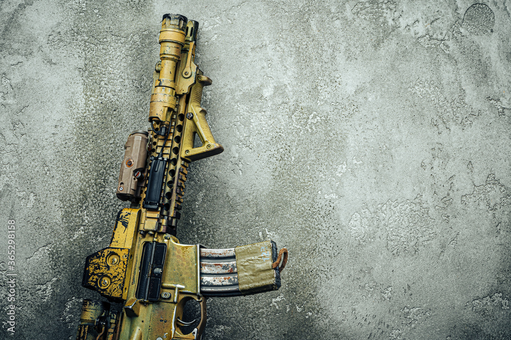 Modern weapon series. US Army assault rifle, close up. Stock Photo ...