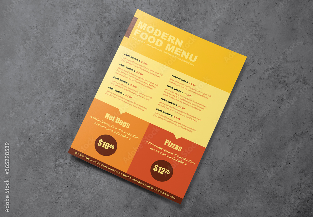 Modern Food Menu Front Layout Stock Template | Adobe Stock