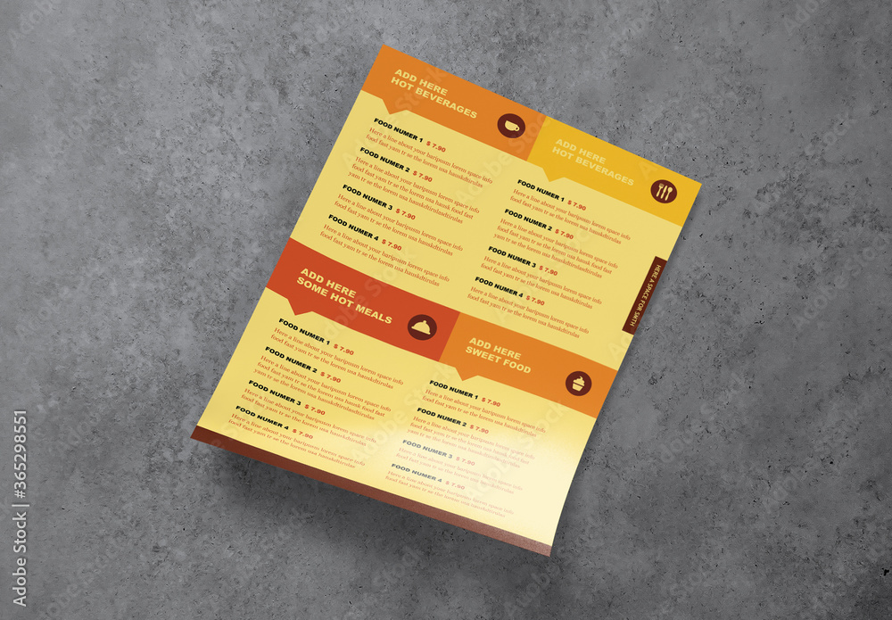 Modern Food Menu Back Layout Stock Template | Adobe Stock