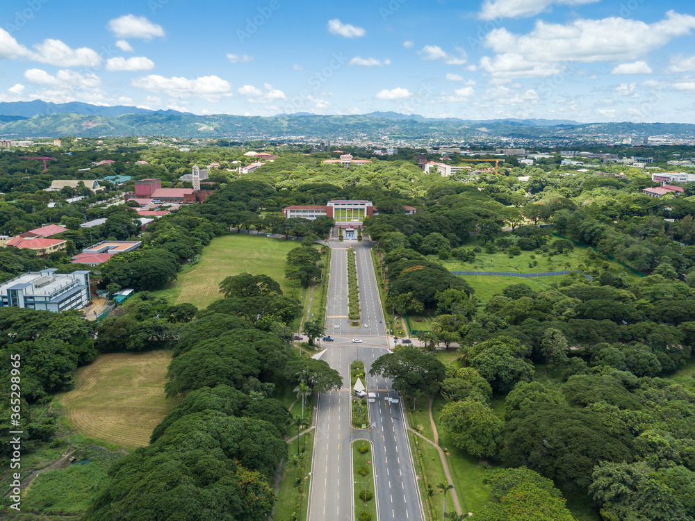 Diliman, Quezon City, Philippines - Aerial of University Avenue, ending ...