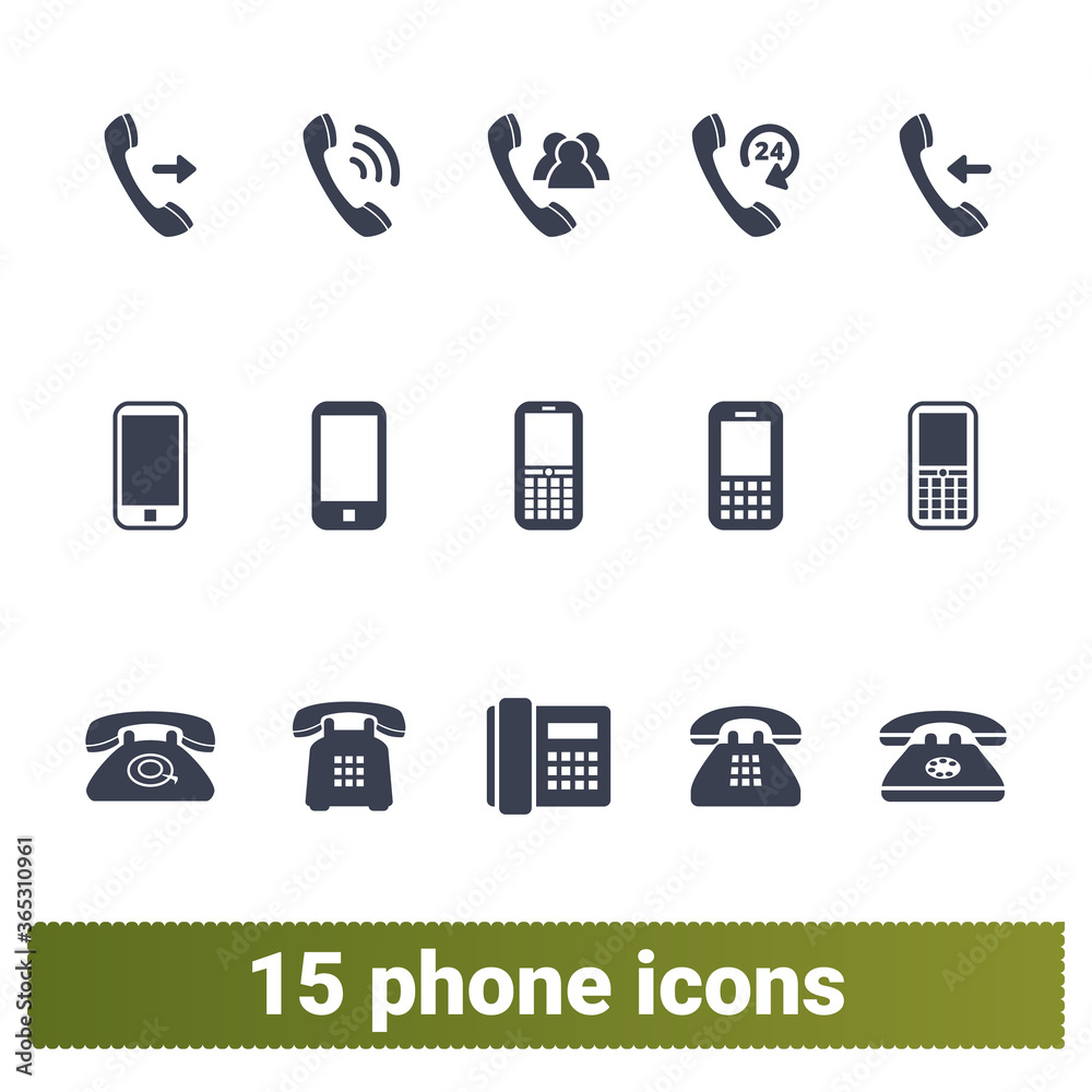 Various types of phone vector icons. Retro telephone, mobile phones and ...
