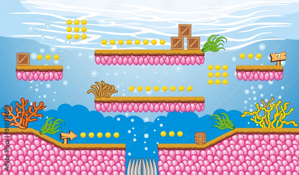 Tile set platform for game, A set of layered vector game asset ...